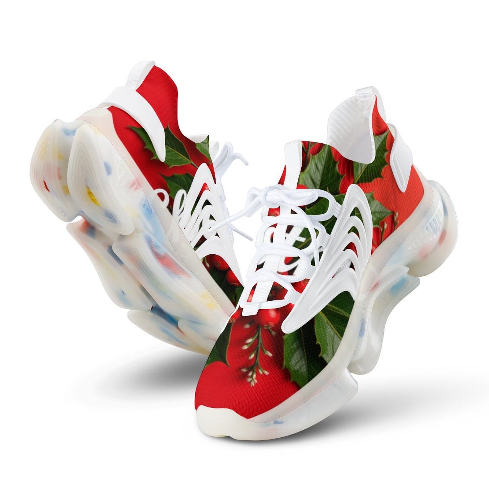 Christmas Berries on Red Walking Shoes for Men Woman Lightweight Tennis ...