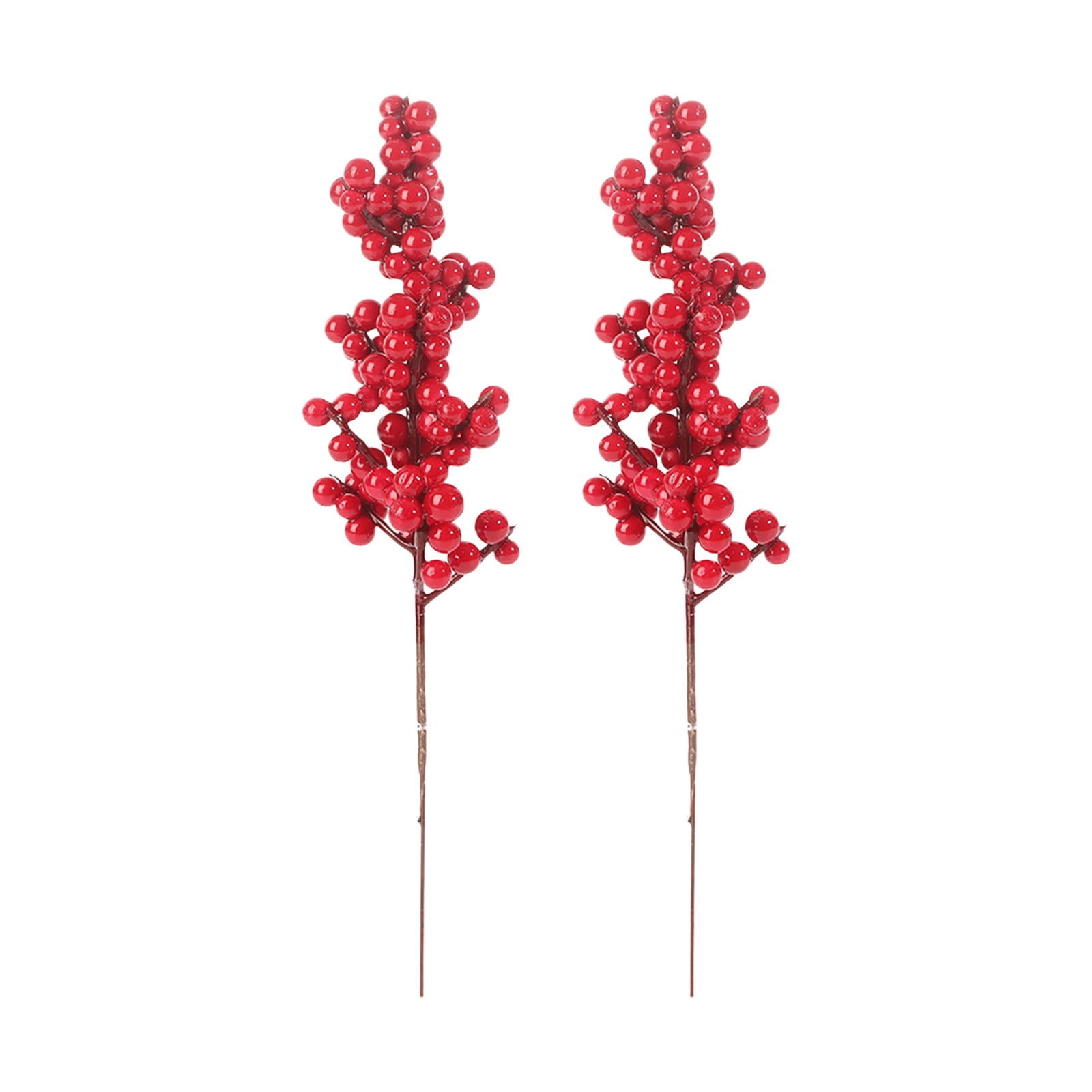 Christmas Berry Branches for Decoration | 2-Pack Artificial Red Berry with Flexible PVC for ...