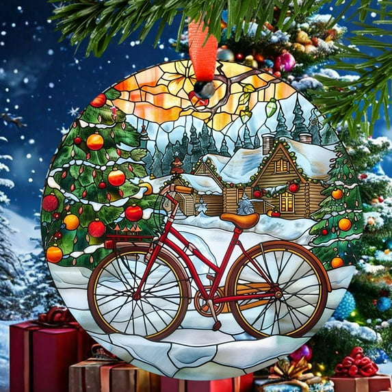 Christmas Bicycle 8 Christmas Ornament, Ceramic/Acrylic Ornament, Mother’s Day Keepsake ...