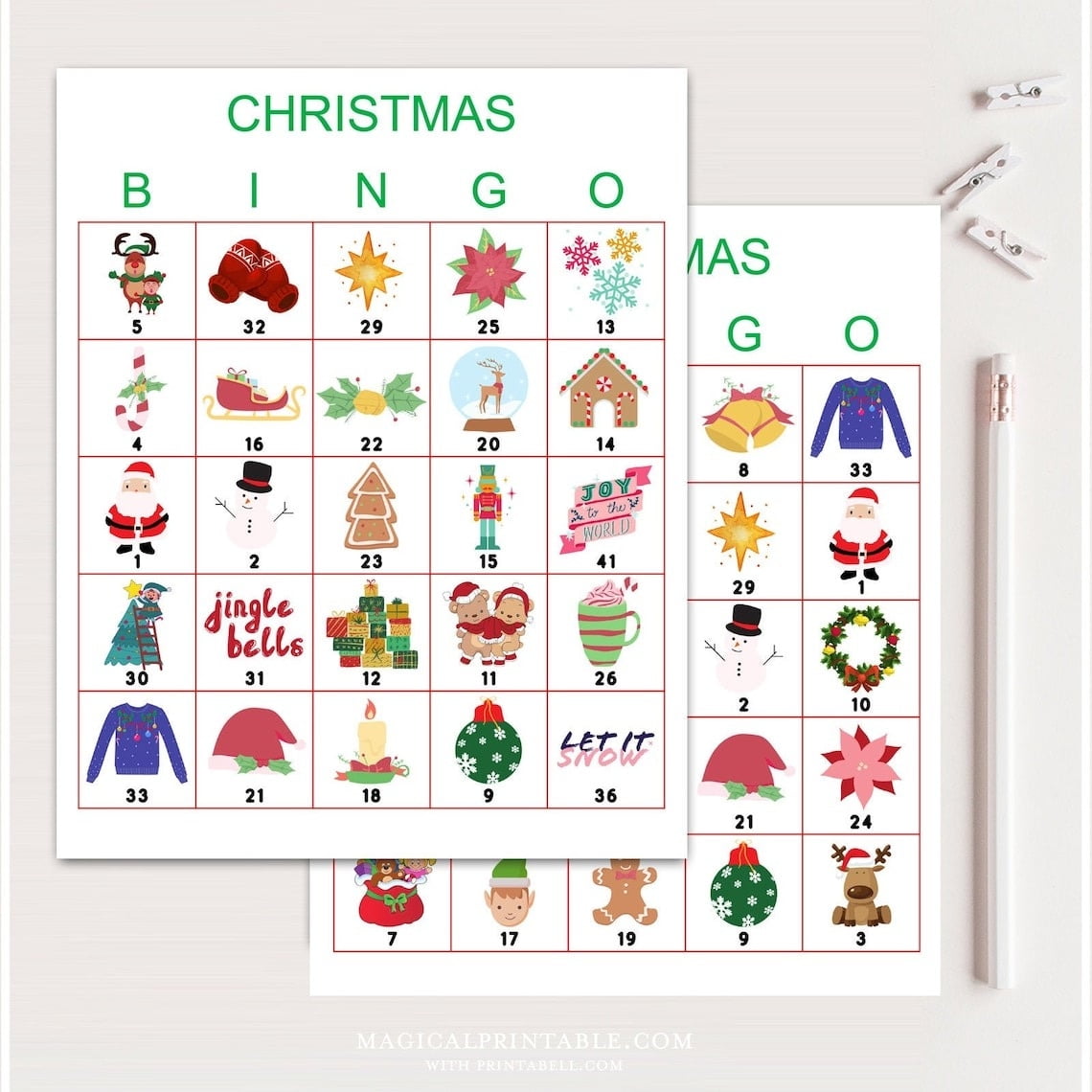 Christmas Bingo Cards Printable Holiday Bingo Set for Festive Group ...