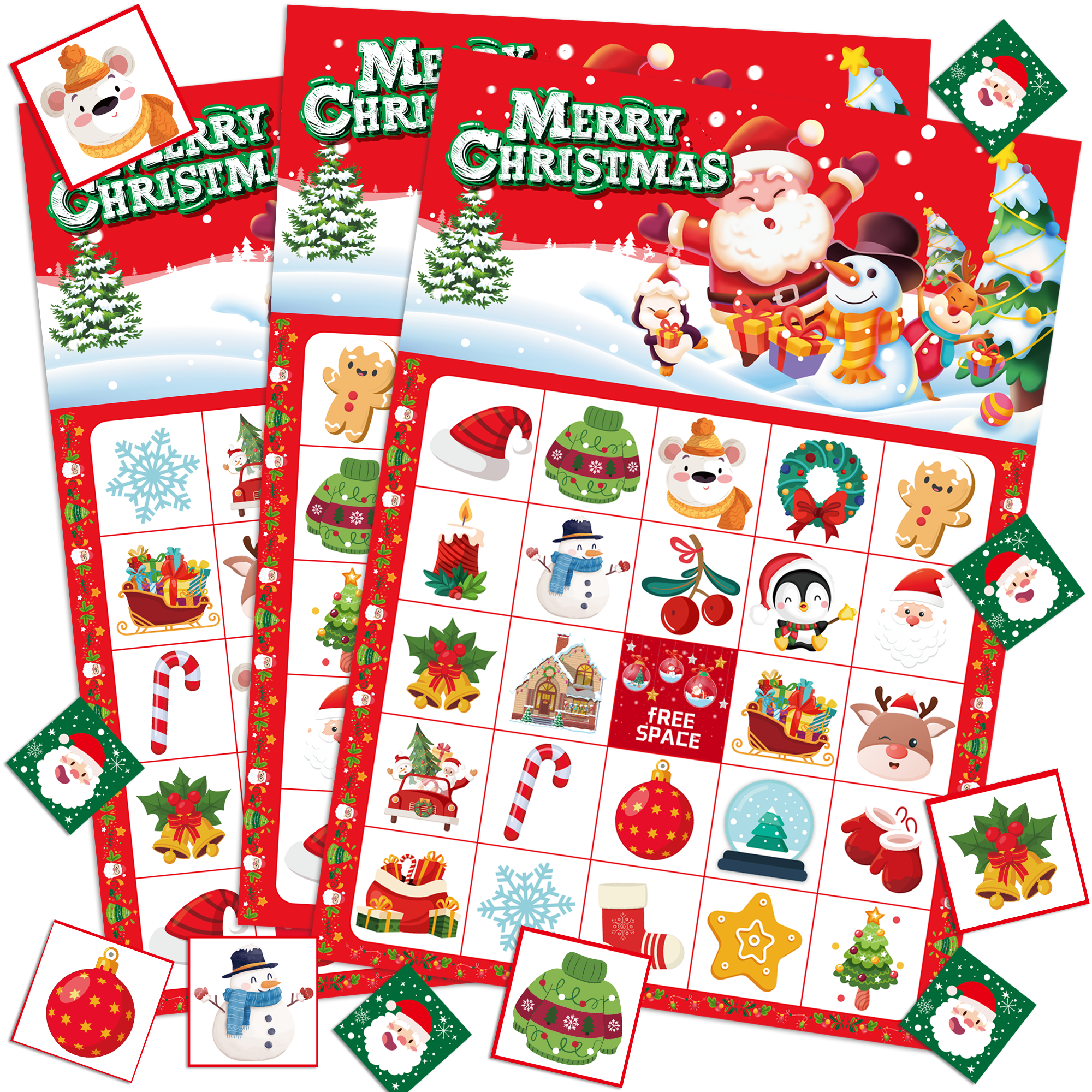 Christmas Party Bingo Games, 38pcs Christmas Bingo Game Set, Christmas ...