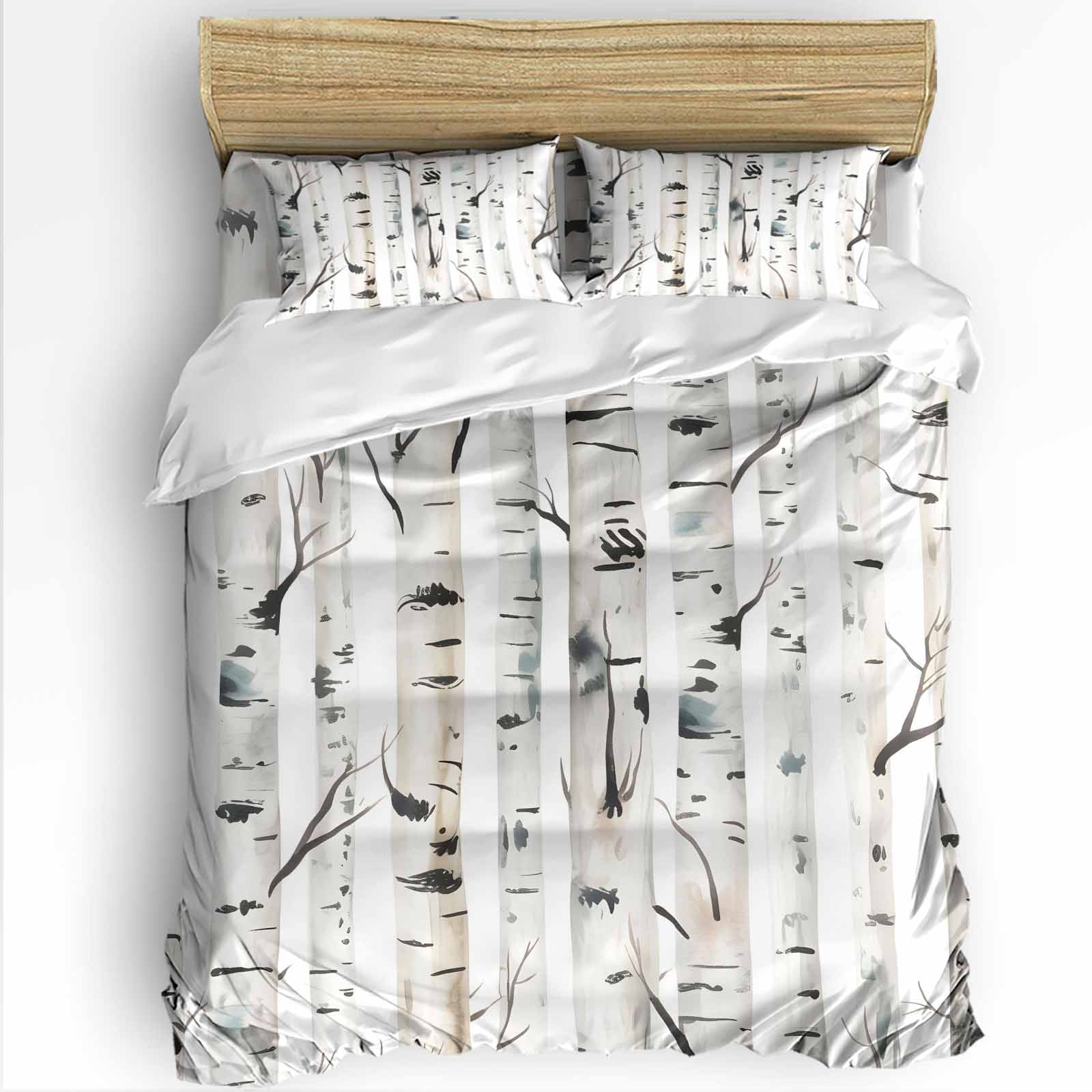 Christmas Birch Trees Twin Size Comforter Set, Abstraction Watercolors ...