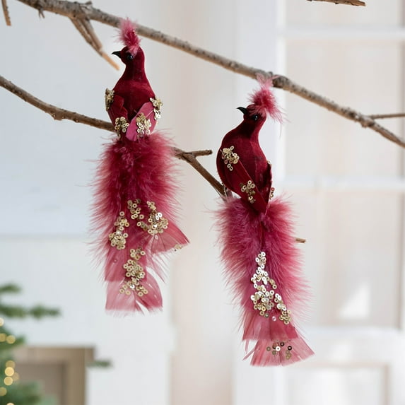 Christmas Bird Decorations,Birds For Christmas Tree,Bird Ornaments,2pcs ...