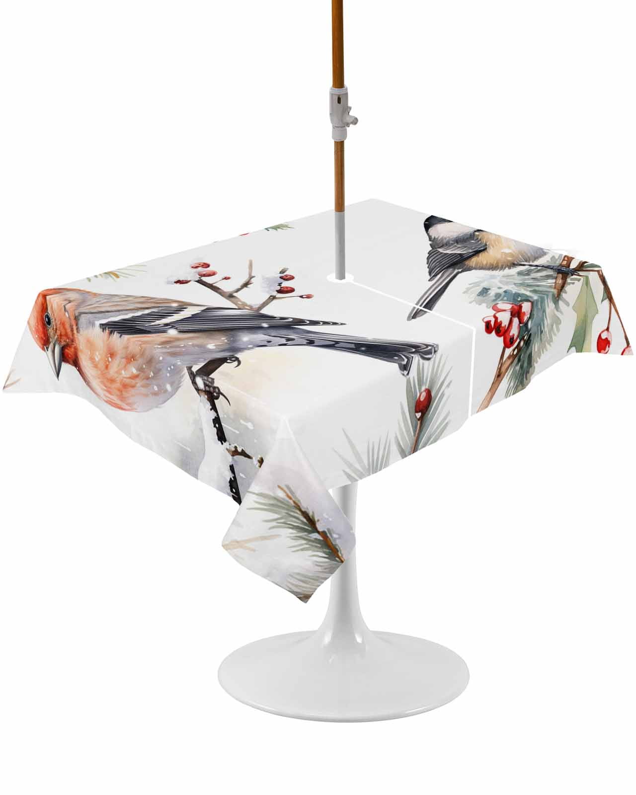 Christmas Bird, Rectangle Outdoor Tablecloth, Waterproof Table Cloth ...