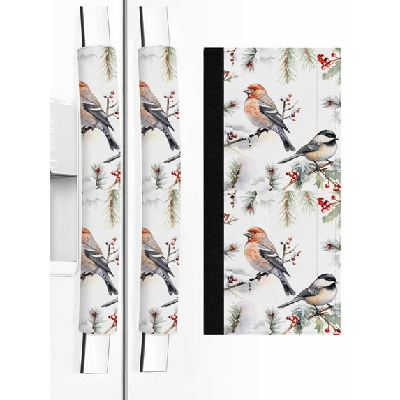 Christmas Bird, Refrigerator Door Handle Covers Set of 2, Watercolor ...
