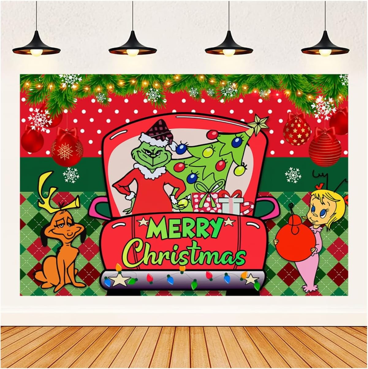 Christmas Birthday Party Decorations, Happy Birthday Backdrop for Kid ...