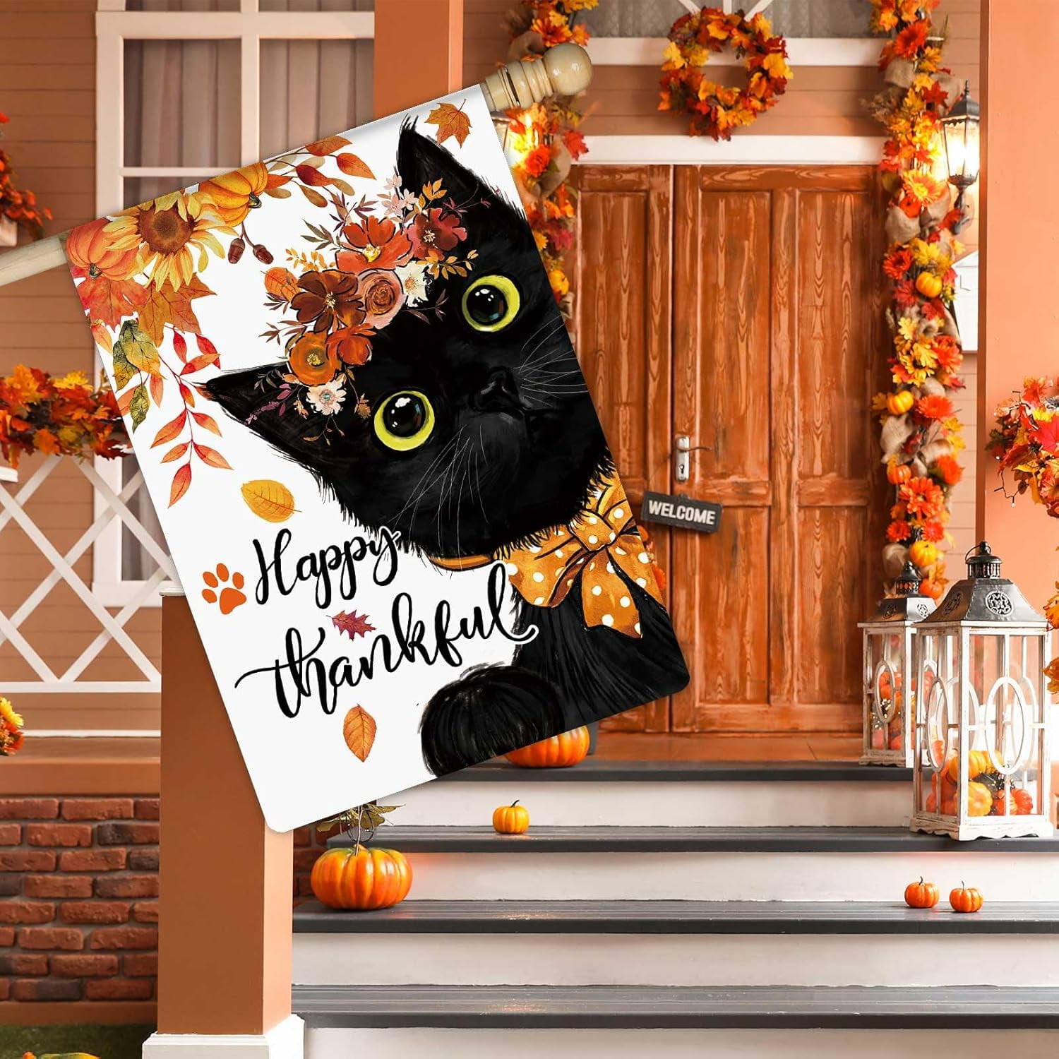 Christmas Black Cat Garden Flags for Outside, Winter Tree Cat Funny ...