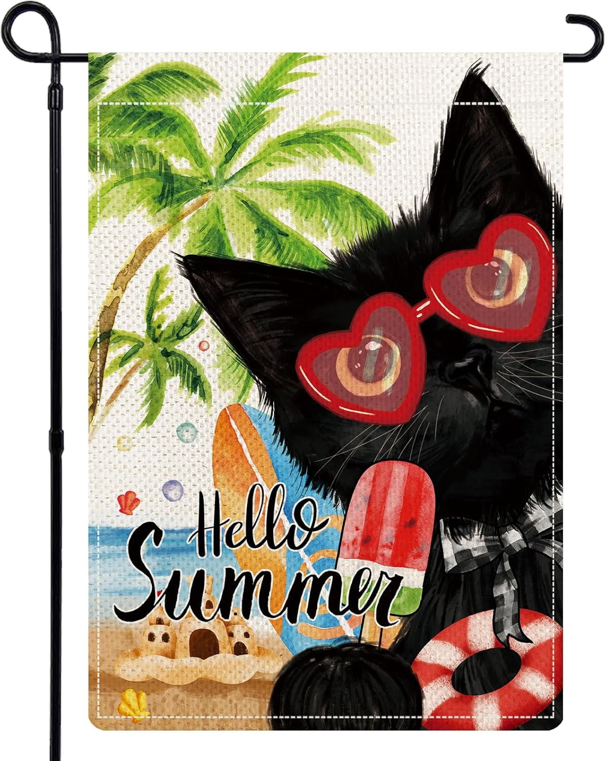 Christmas Black Cat Garden Flags for Outside, Winter Tree Cat Funny ...