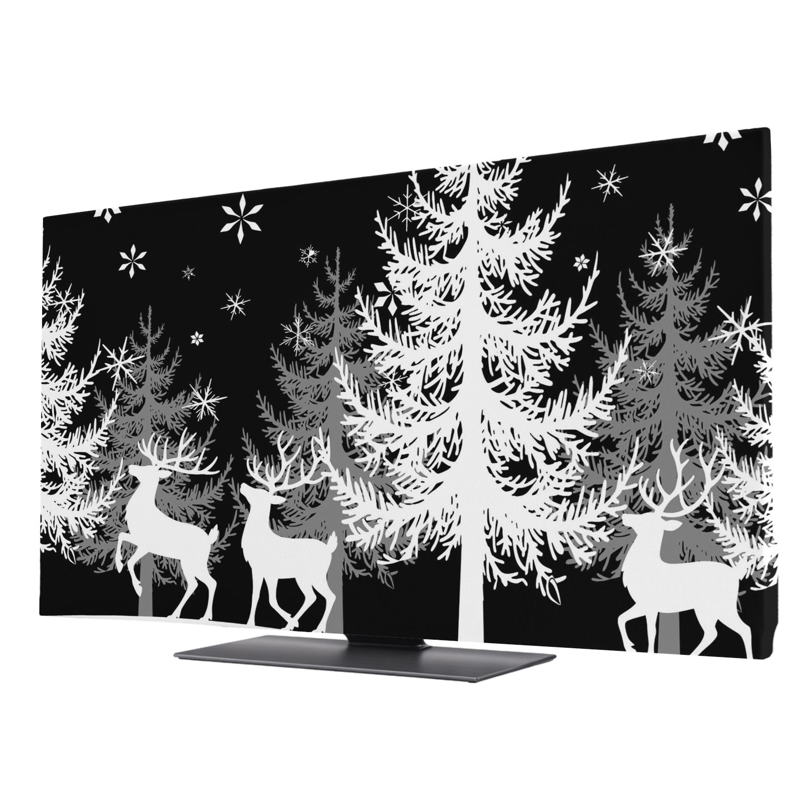 Christmas Black Elastic Indoor TV Cover 55" Dust Protector,Stretch ...