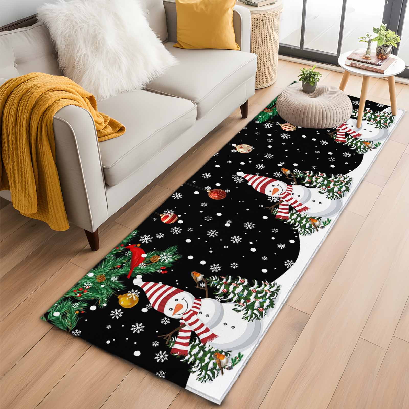 Christmas Black Kitchen Runner Rug 2x6 Washable Runners for Hallway Non ...