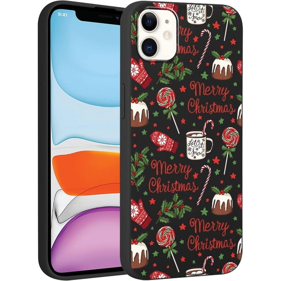 Christmas Black Print Phone Case for iPhone 12 Mini 5.4", with ...