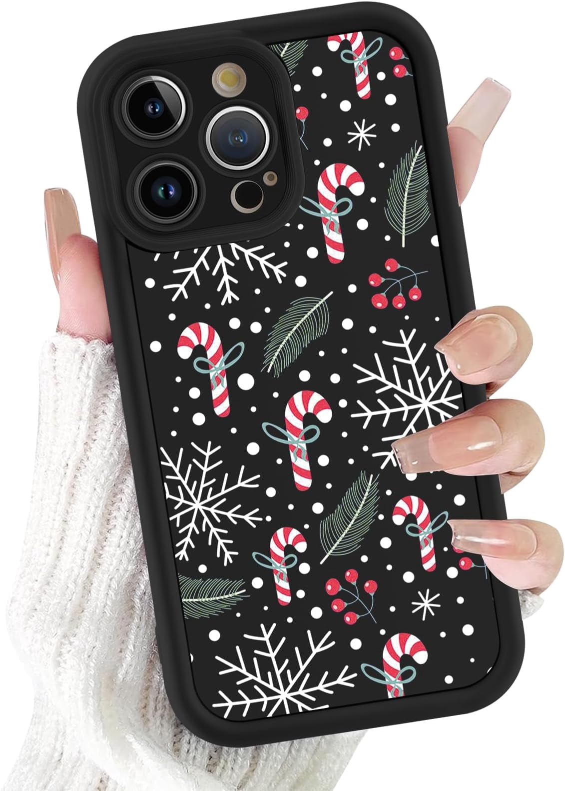 Christmas Black Print Phone Case for iPhone 15 Plus 6.7", with ...