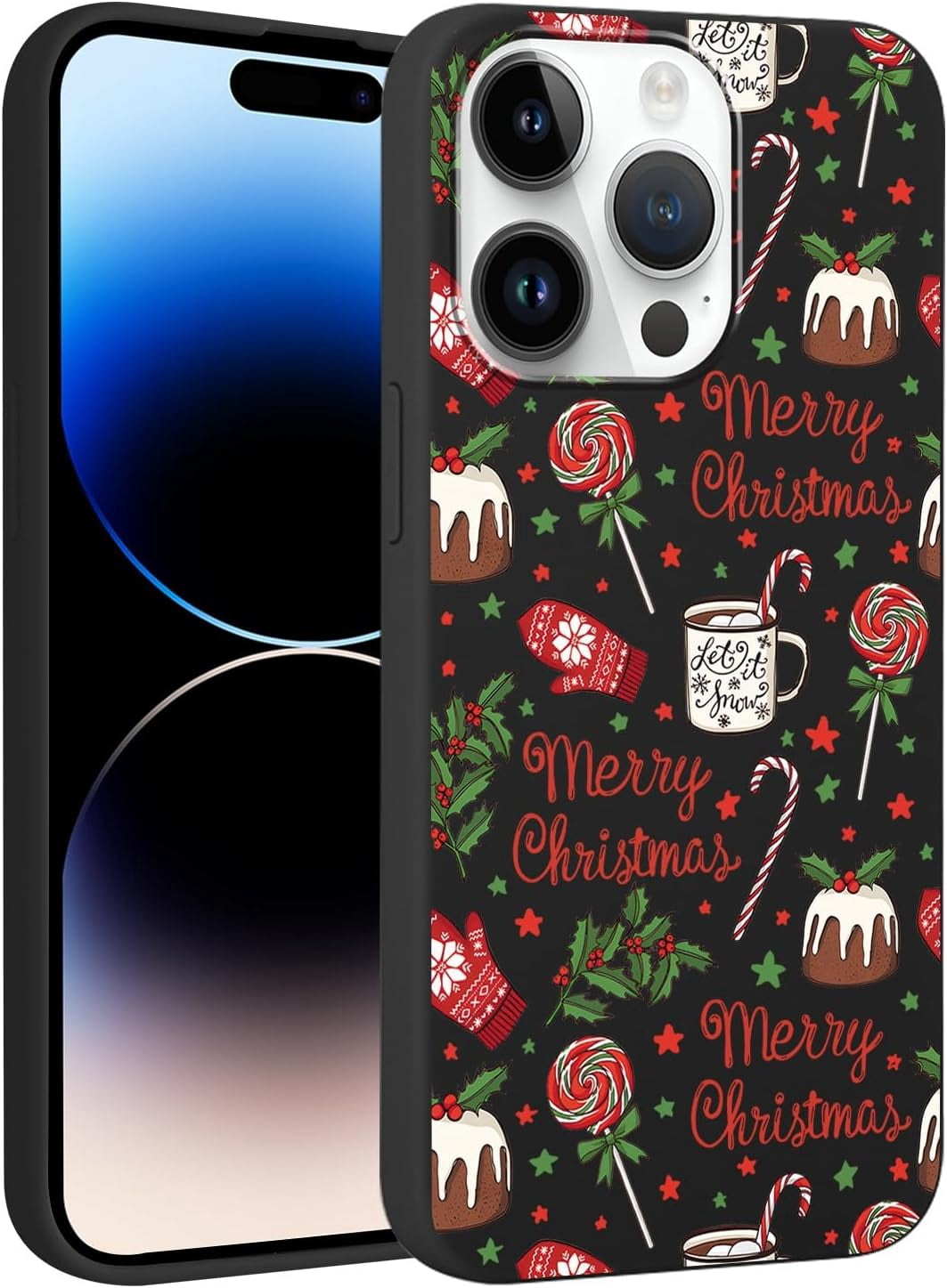 Christmas Black Print Phone Case for iPhone 15 Pro 6.1", with ...