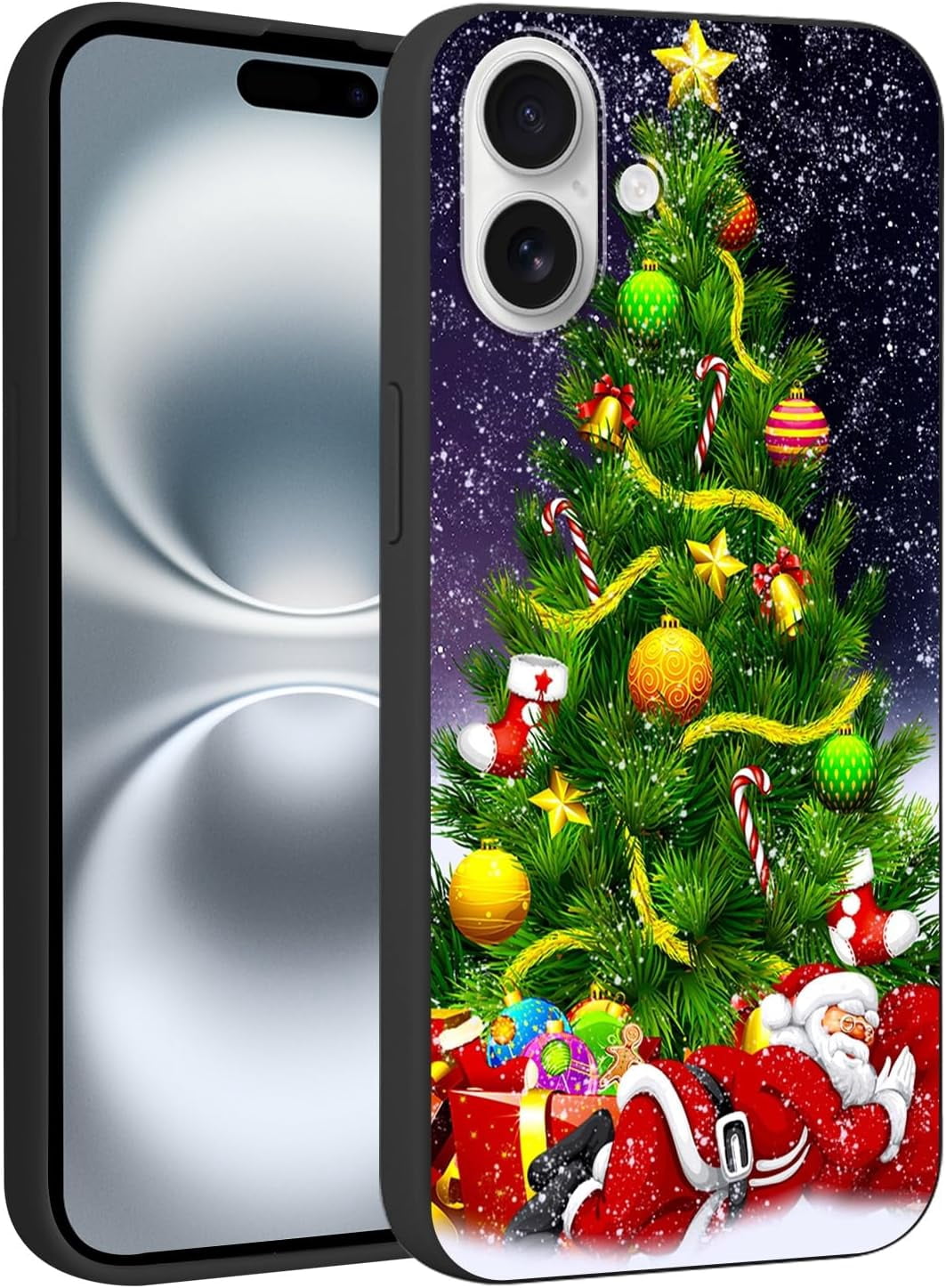 Christmas Black Print Phone Case for iPhone 16 Plus 6.7", with ...