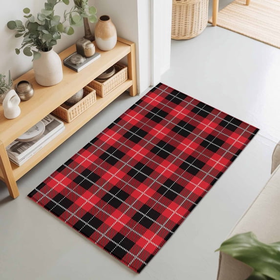 Christmas Black Red Buffalo Plaid Rectangle Rug 2'x3' Classic Checker ...