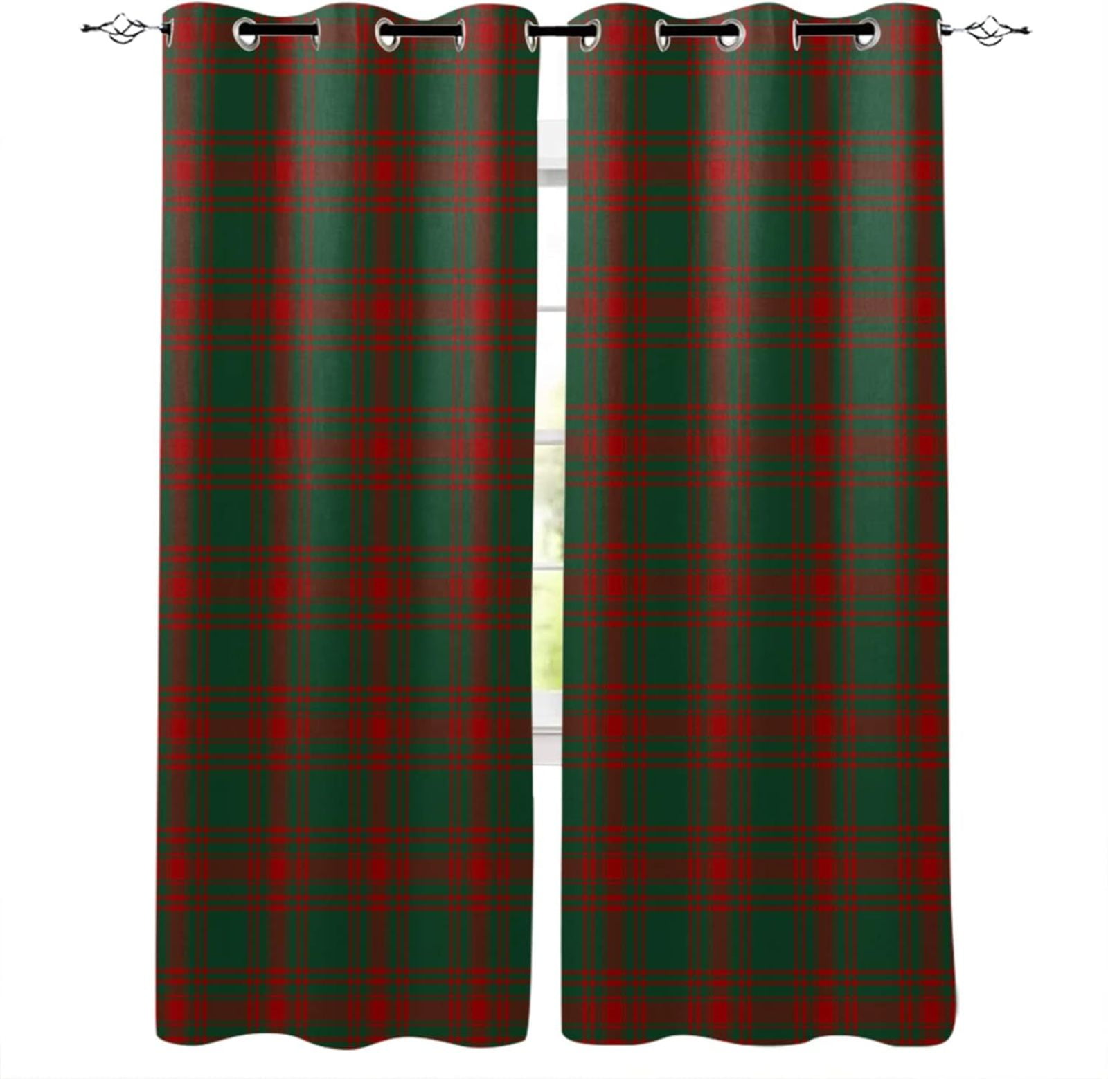 Christmas Blackout Curtain Room Darkening Drapes, Christmas Vintage Red ...