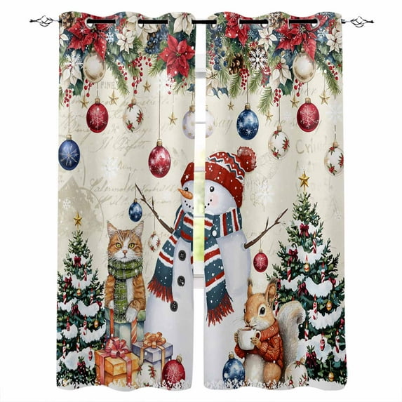 Christmas Blackout Curtains 39 Inches Long for Bedroom,Snowman ...