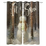 Christmas Blackout Curtains 39 Inches Long, Xmas Tree Snowman Let Snow ...