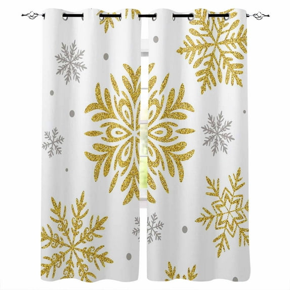 Christmas Blackout Curtains 54 Inches Long, Winter Xmas Yellow ...