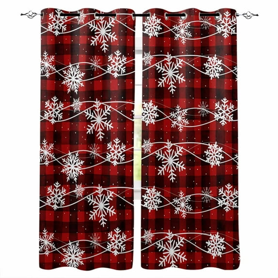 Christmas Blackout Curtains 96 Inches Long, Black Red Buffalo Plaid ...