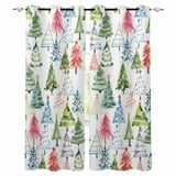Christmas Blackout Curtains 96 Inches Long, Cartoon Xmas Tree Winter ...