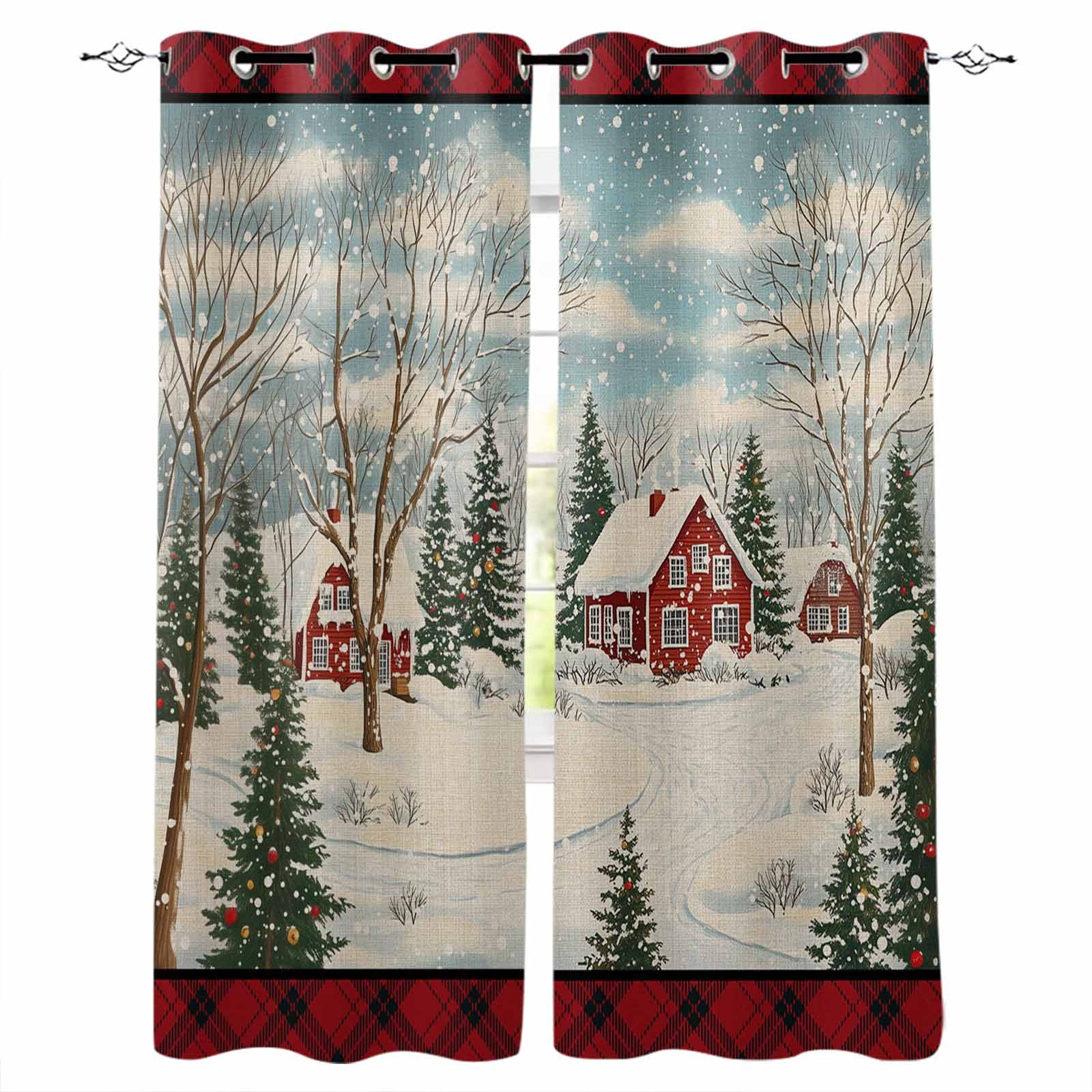Christmas Blackout Curtains for Bedroom/Living Room, Thermal Insulated ...