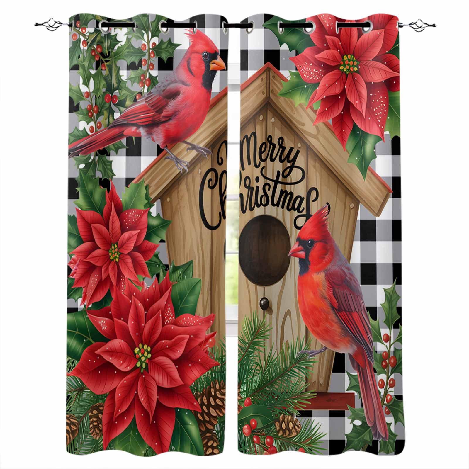 Christmas Blackout Curtains for Bedroom/Living Room, Thermal Insulated ...
