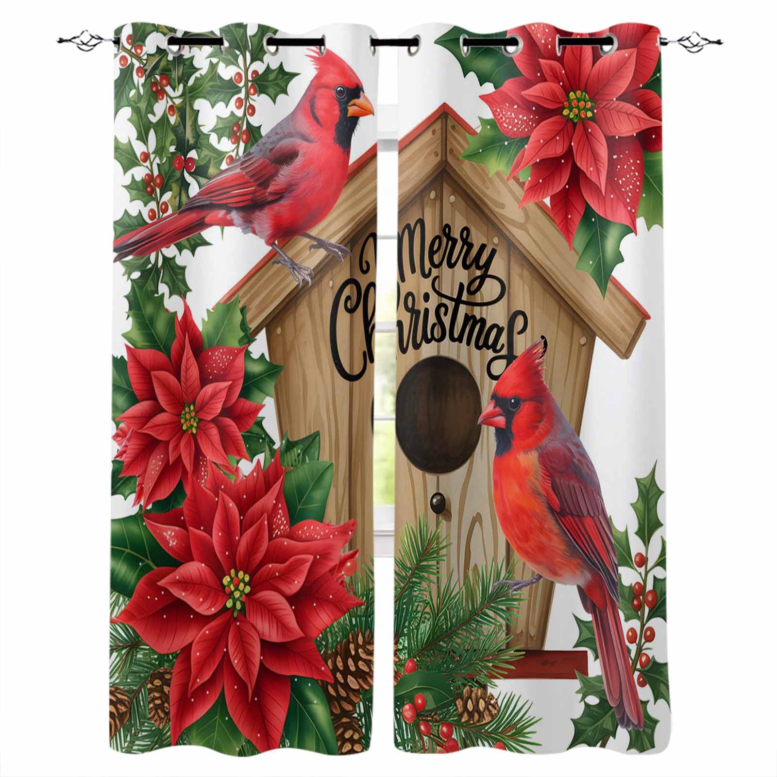 Christmas Blackout Curtains for Bedroom/Living Room, Thermal Insulated ...