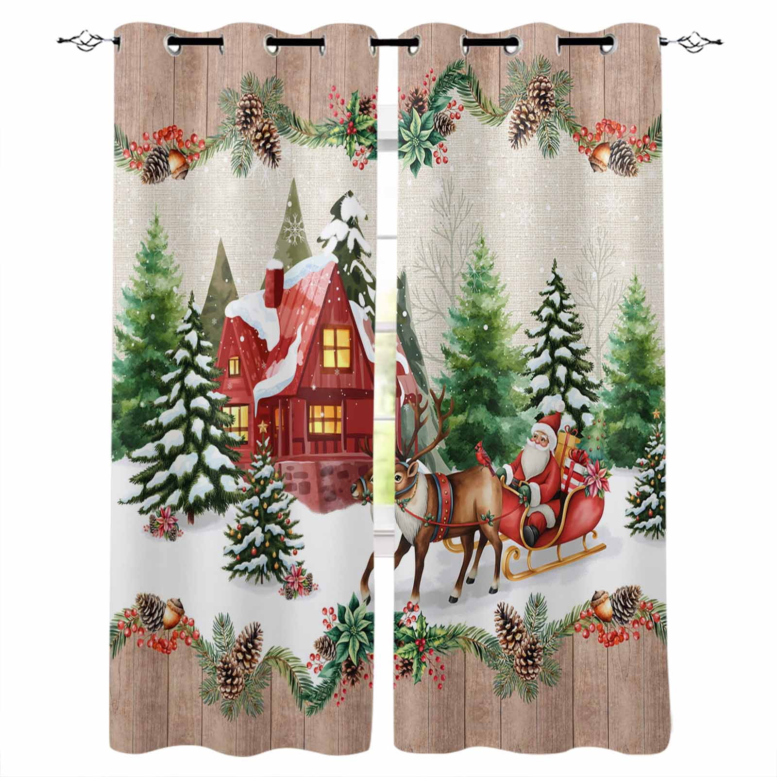 Christmas Blackout Curtains for Bedroom/Living Room, Thermal Insulated ...