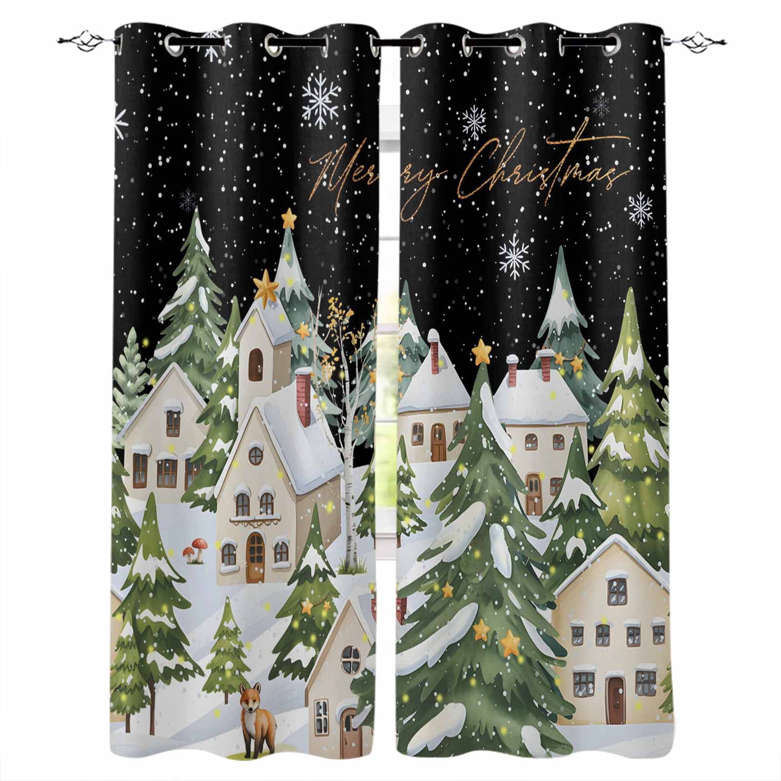 Christmas Blackout Curtains for Bedroom/Living Room, Thermal Insulated ...