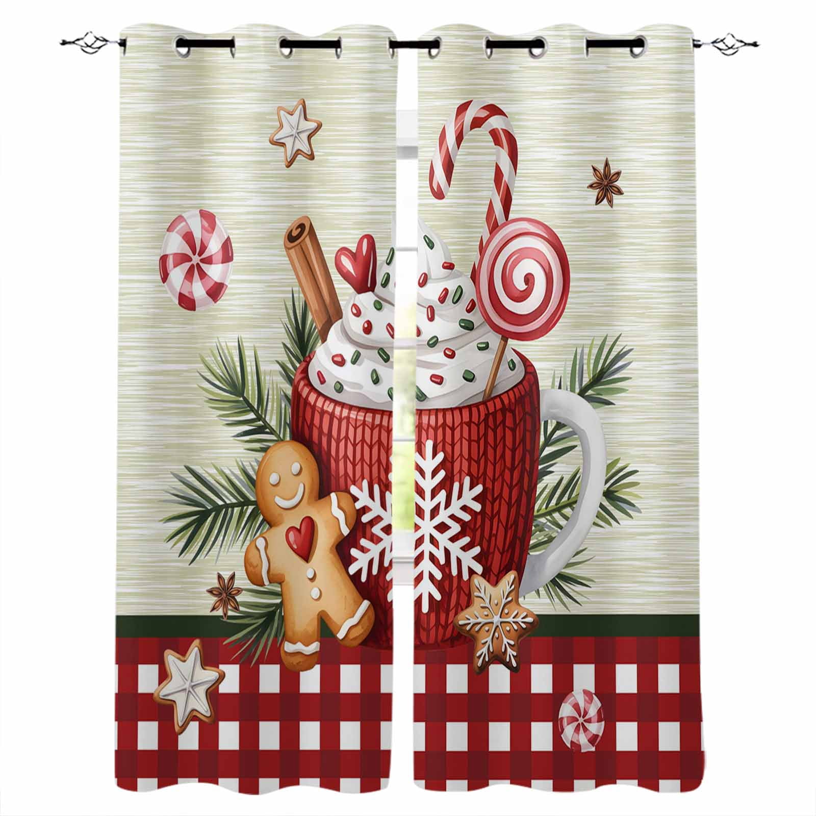 Christmas Blackout Curtains for Bedroom/Living Room, Thermal Insulated ...
