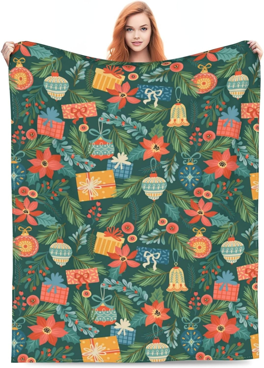 Christmas Blanket Cute Holiday Christmas Reindeer Snowflakes 80 x 60 ...