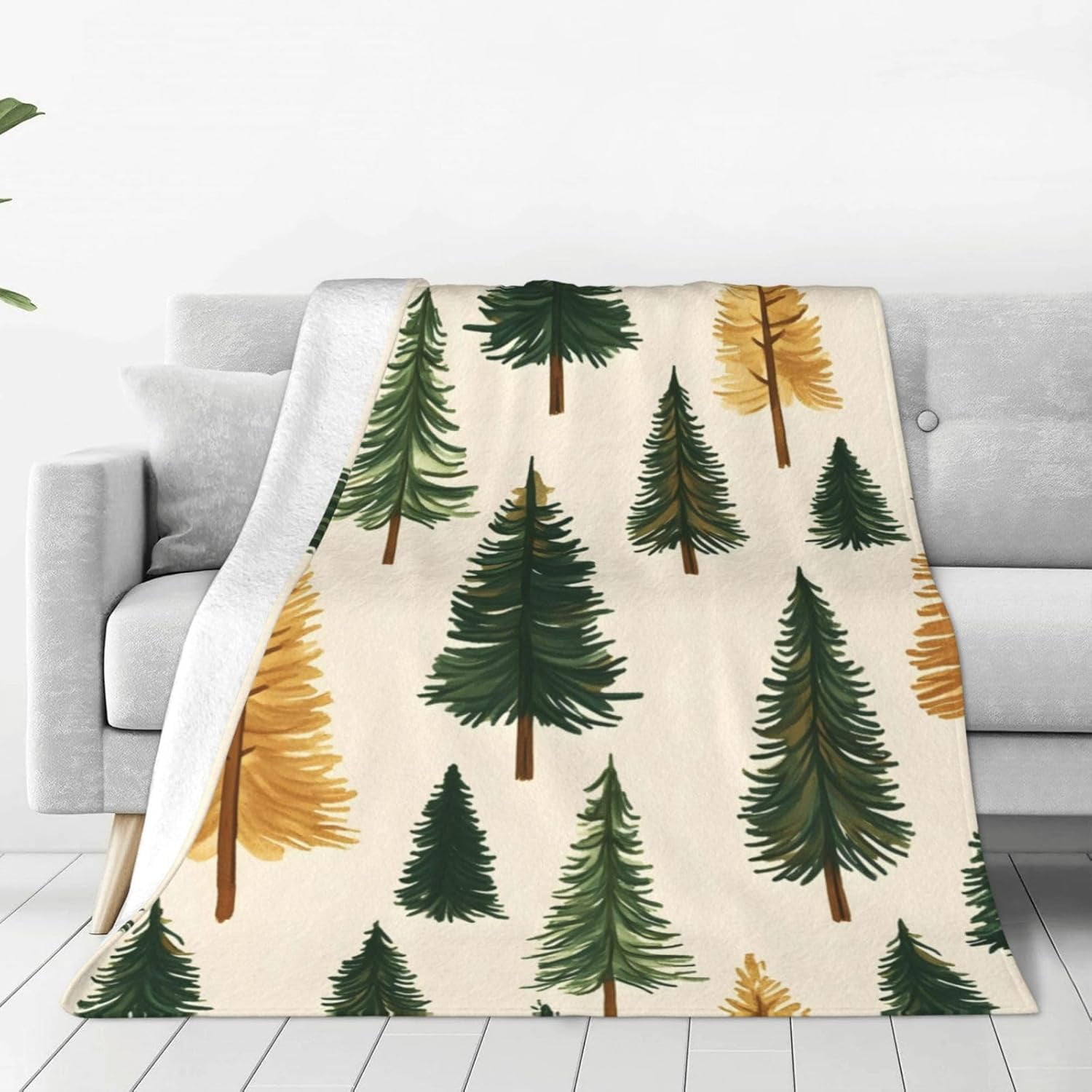 Christmas Blanket Green Tree Beige Blanket Christmas Tree Throw Blanket ...