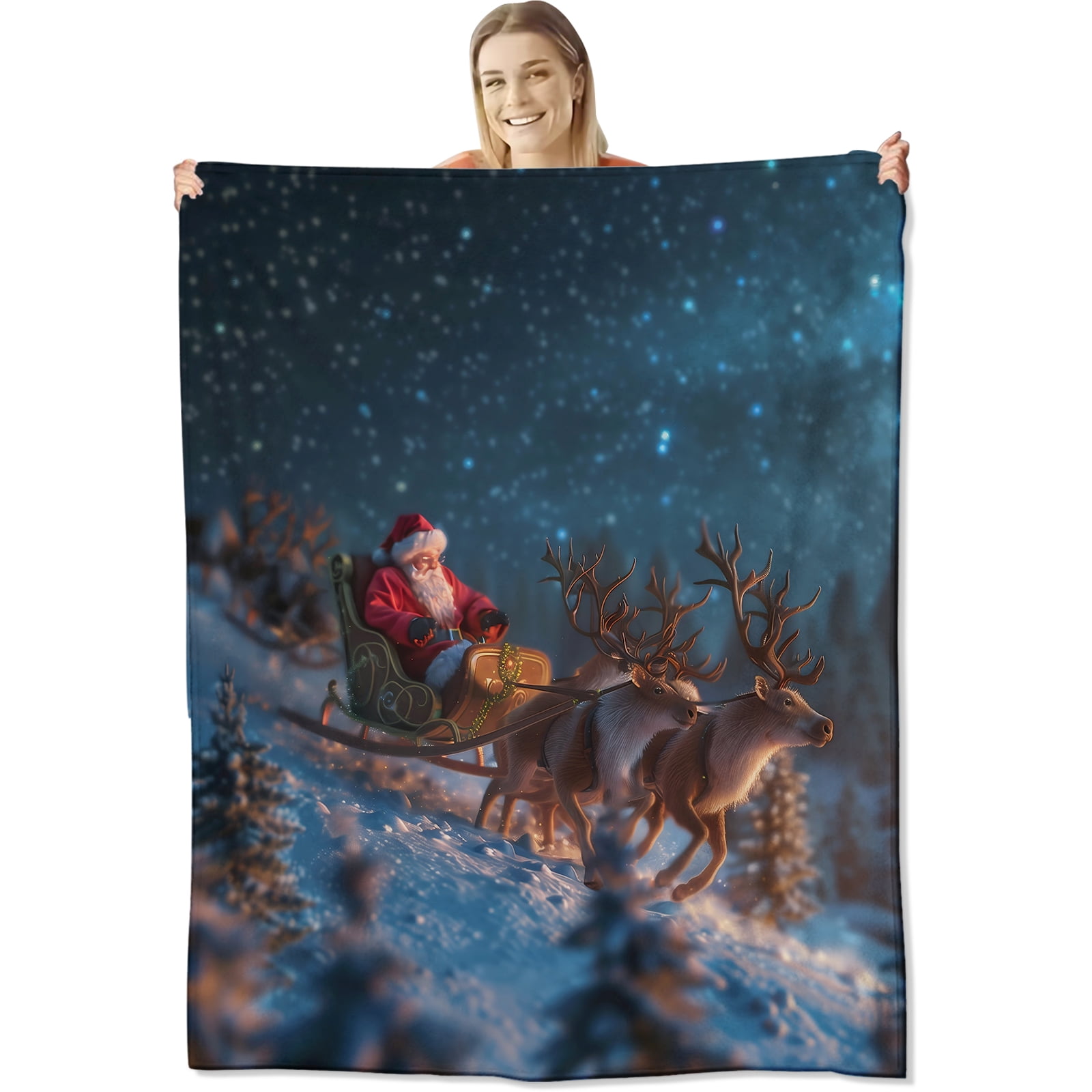 Christmas Blanket for Kids Women Men, Soft Lightweight Santa Claus ...