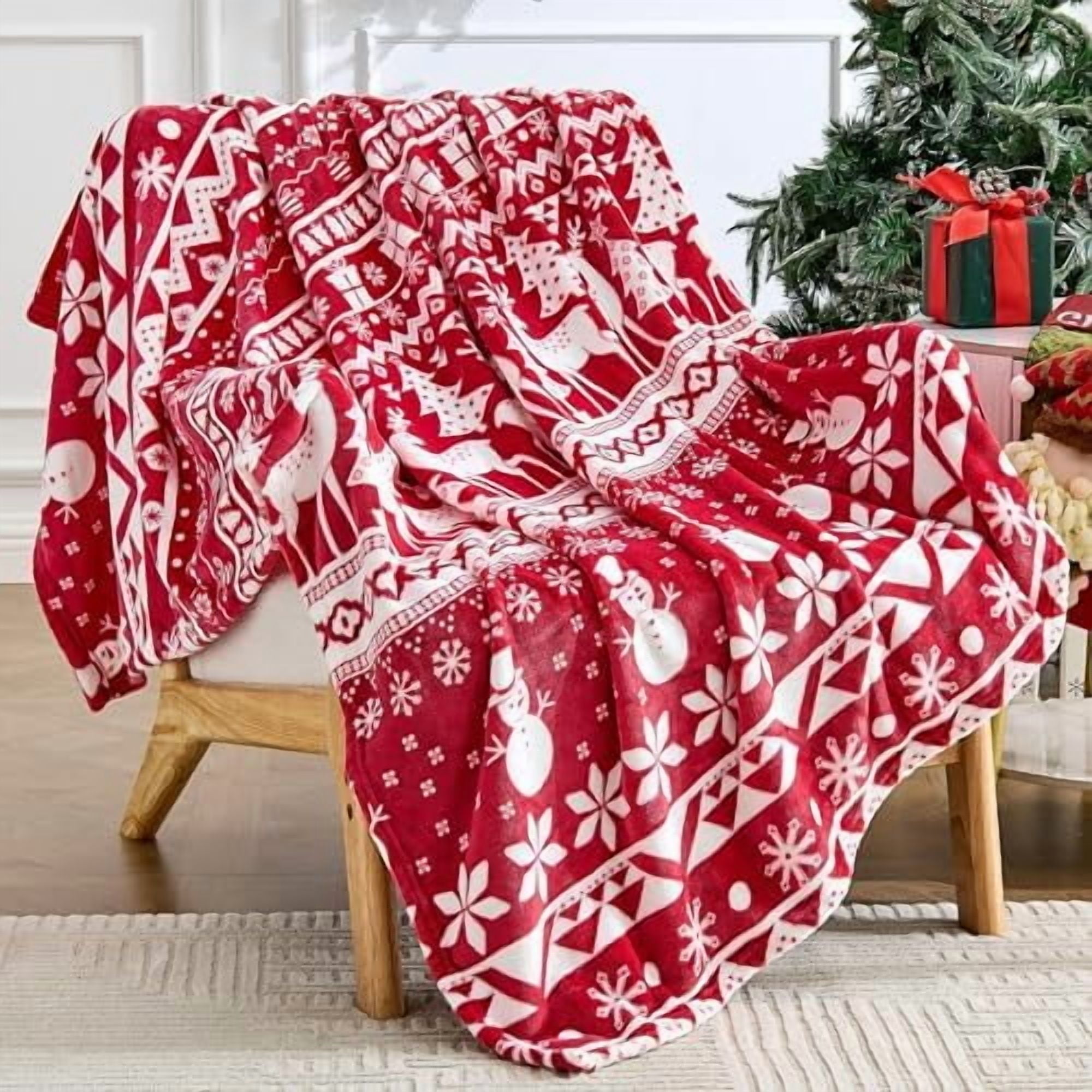 Christmas Blanket Soft Cozy Fleece Throws with Snowman Snowflake ...
