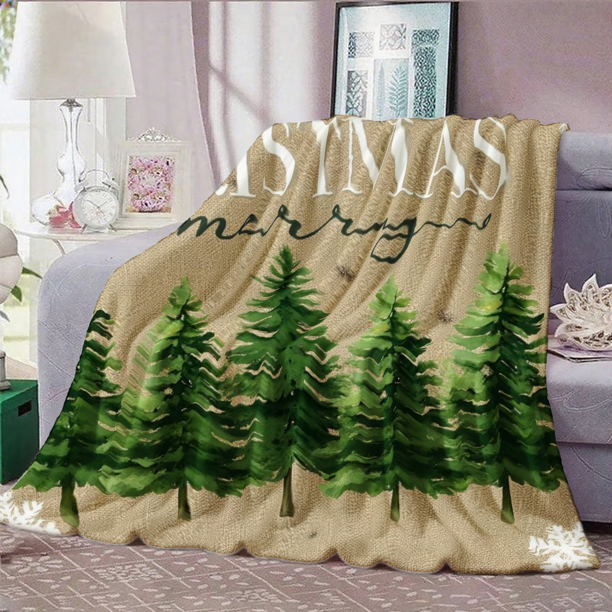 Christmas Blanket Super Soft Flannel Fleece Throw 60"x80" Merry ...