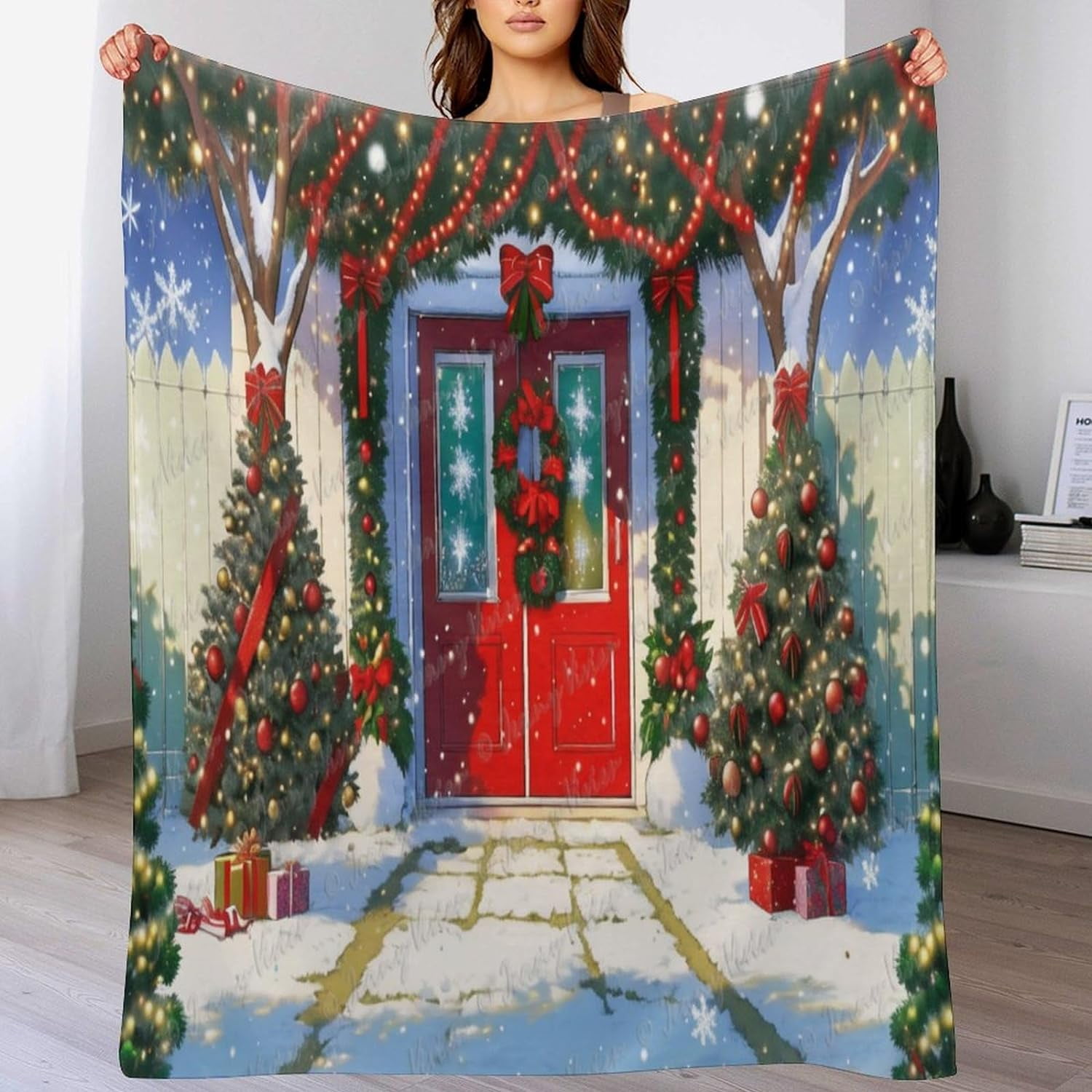 Christmas Blanket, Christmas Tree and House Fuzzy Soft Warm Throw ...