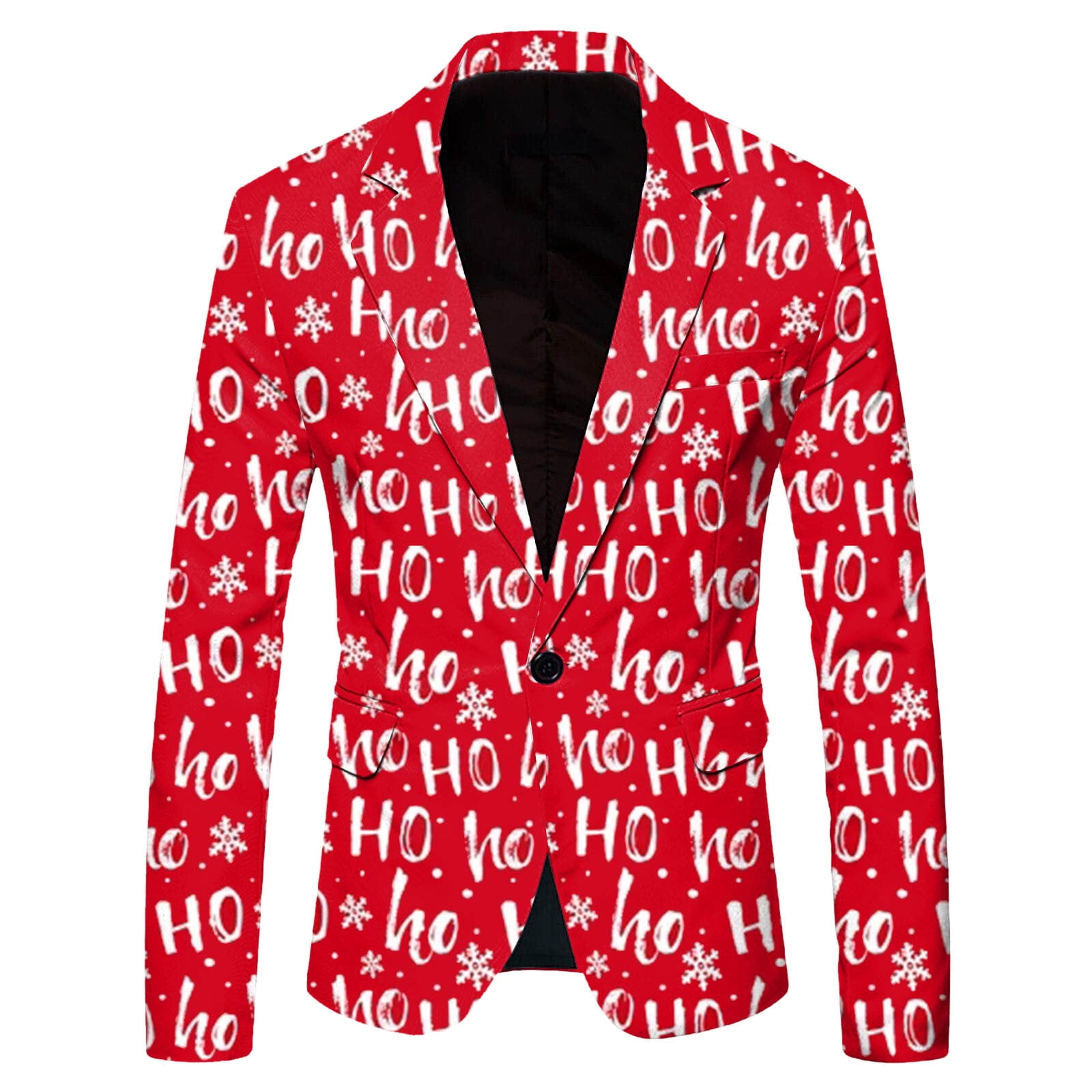 Christmas Blazer Men's Christmas Snowflake Santa Claus Printed Pocket ...