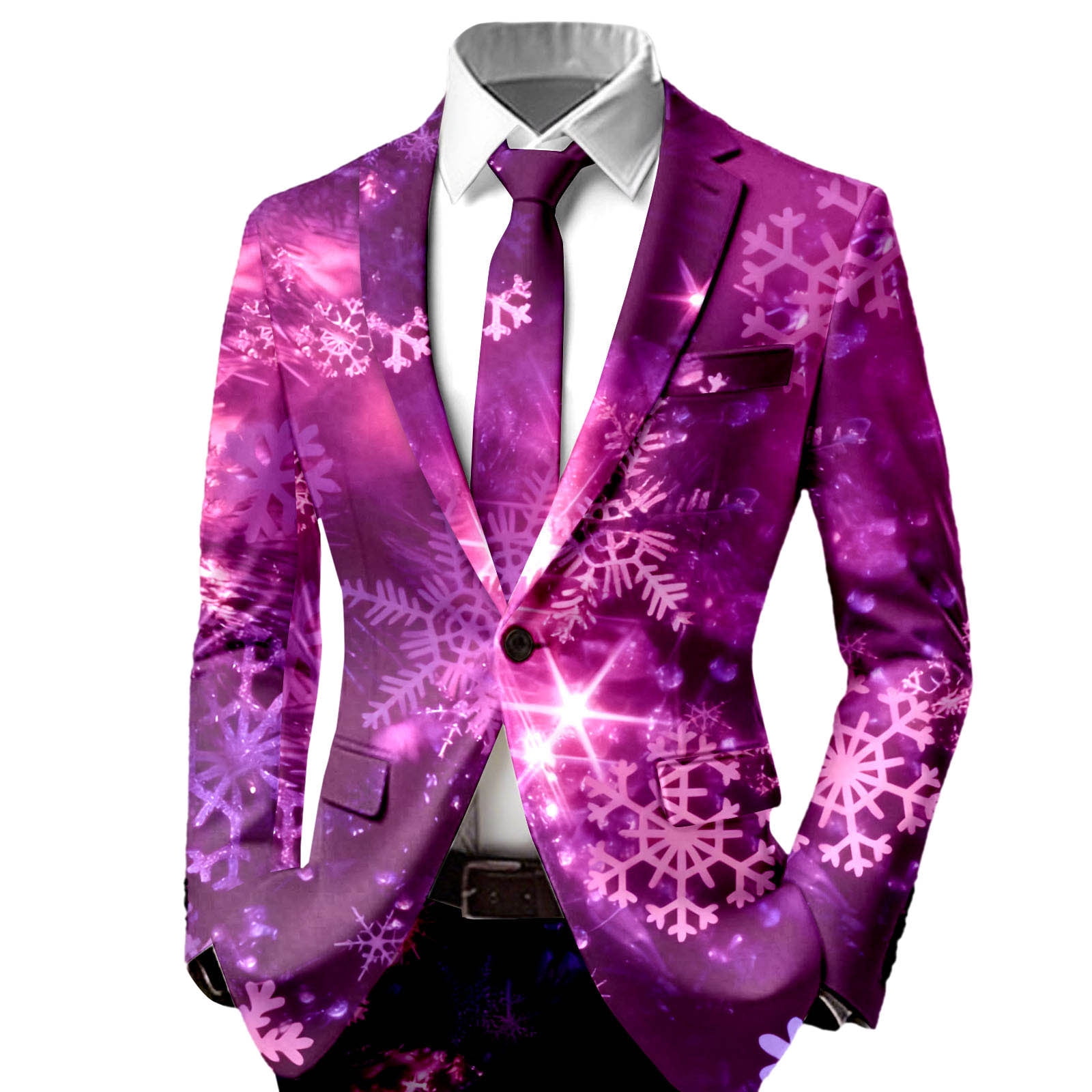 Christmas Blazer for Men Christmas Jacket Single Breasted Notched Lapel ...