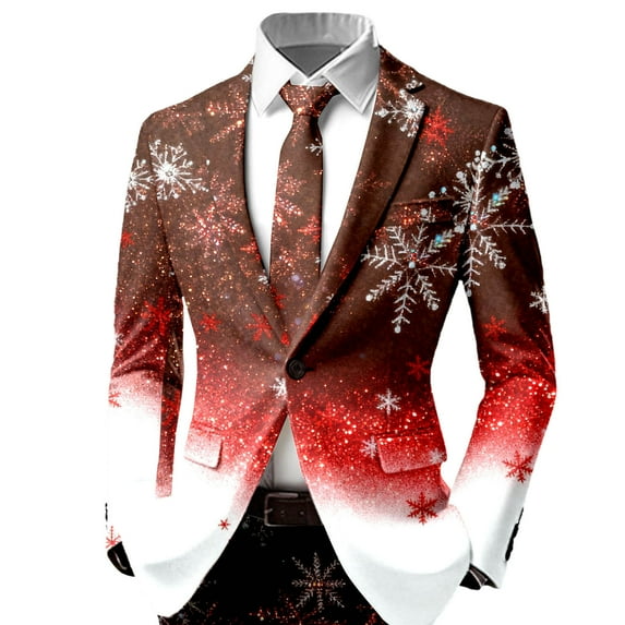 Christmas Blazer for Men Christmas Jacket Single Breasted Notched Lapel ...