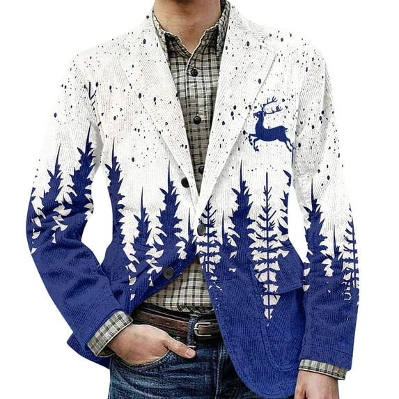 Christmas Blazer for Men Corduroy Vintage Ugly Jacket 3 Button Sequins ...