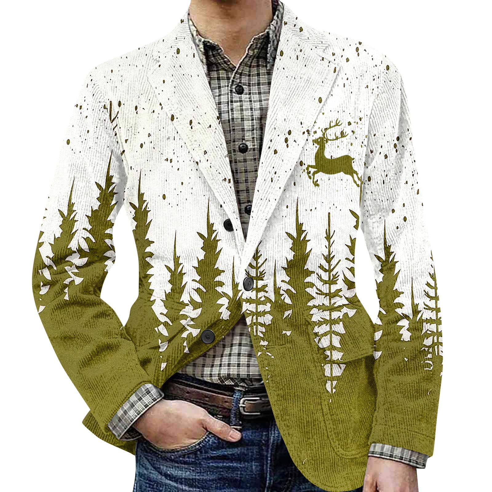 Christmas Blazer for Men Ugly Xmas Corduroy Jacket 3 Button Funny ...