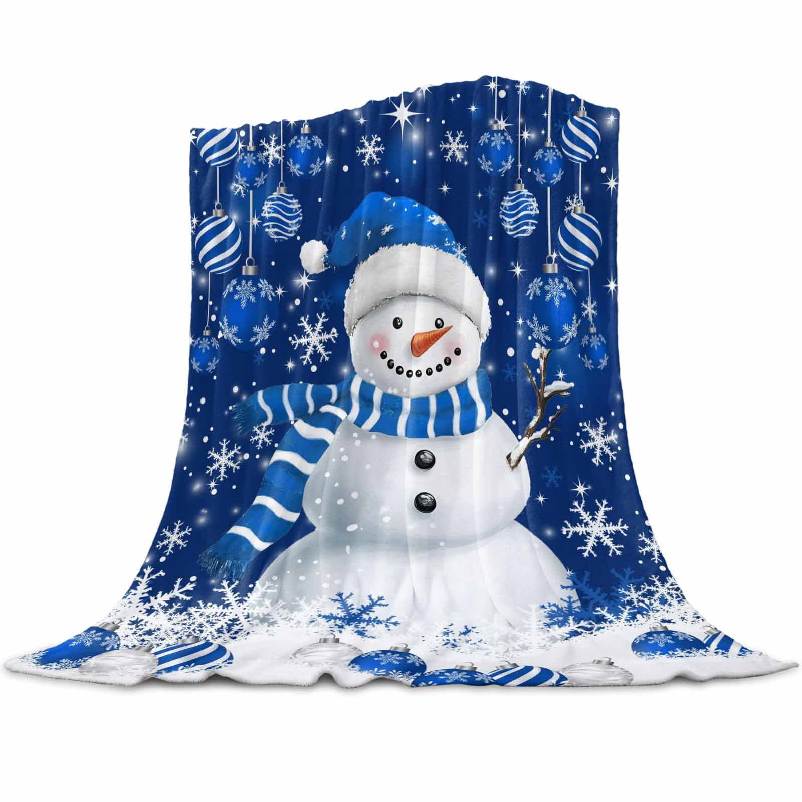 Christmas Blue Snowman Flannel Blanket for Bed,Travel and Camping, Xmas ...