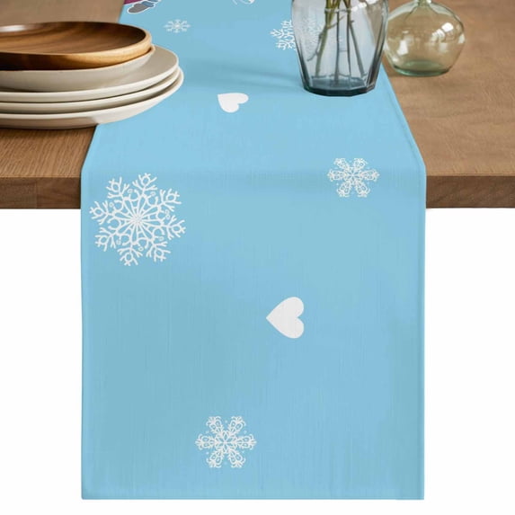 Christmas Blue Table Runner 72 Inches, Cute Gnomes Xmas Winter ...