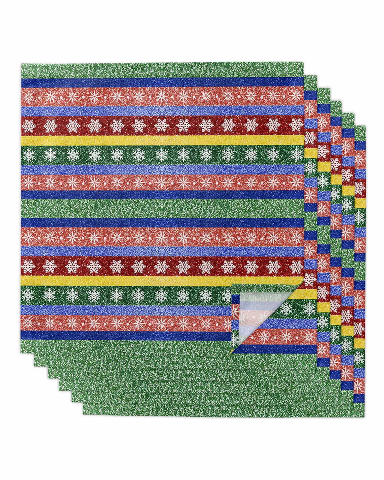 Christmas Boho Colorful Cloth Napkins Washable Set of 6,Winter ...