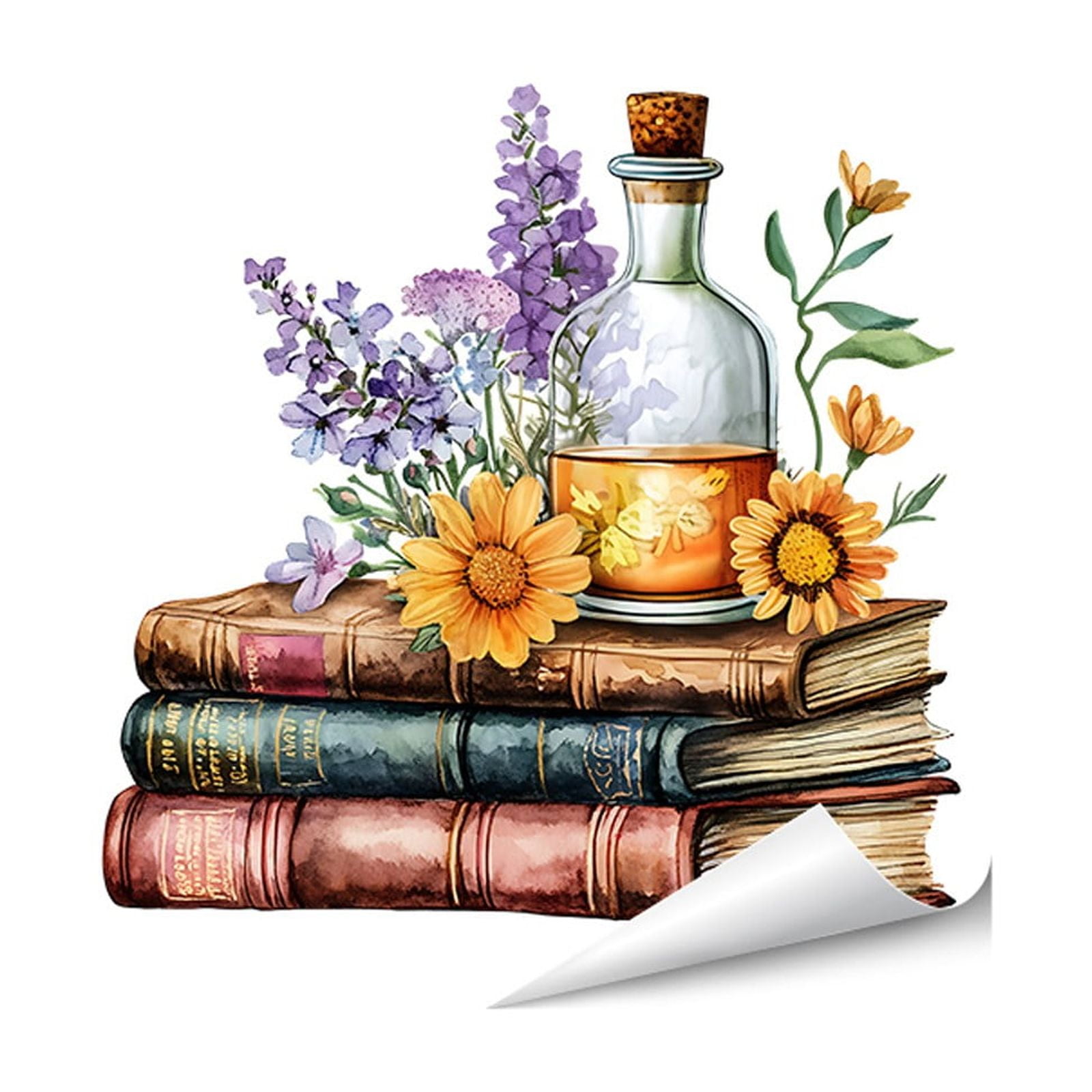 Christmas Book Flower Window Sticker – PVC Transparent Glass Decal for ...