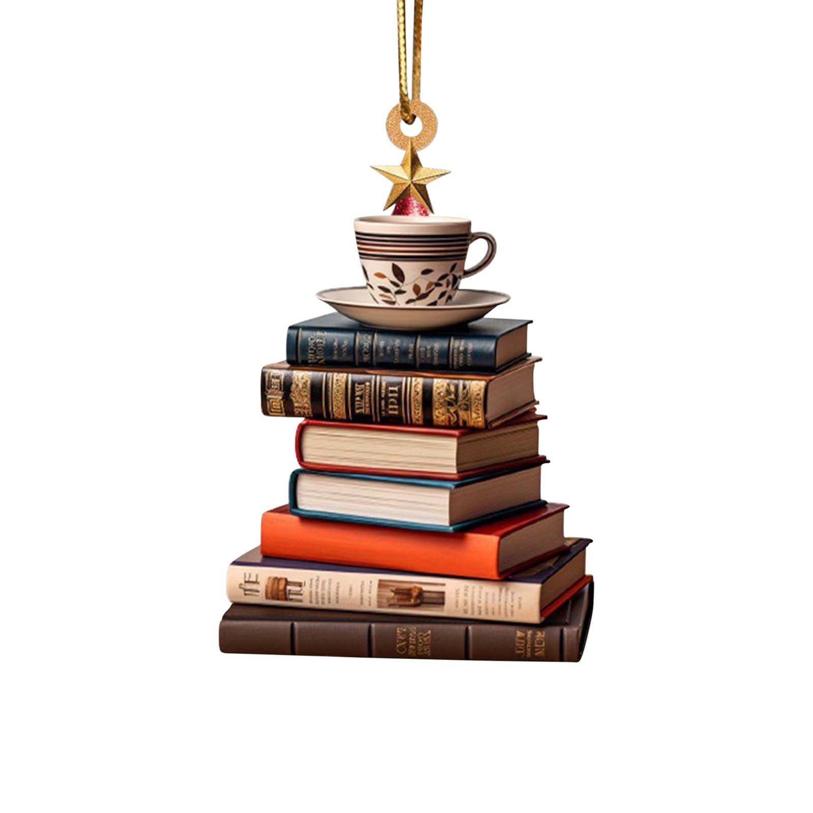 Christmas Book Tree Ornament, Book Lovers Ornament Christmas Coffee ...