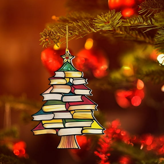 Christmas Book Tree Suncatcher Ornament Collection - Literary Theme ...