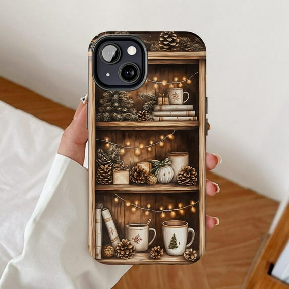 Christmas Bookshelf Holiday Cozy Library Winter Hygge Phone Case 11 12 ...