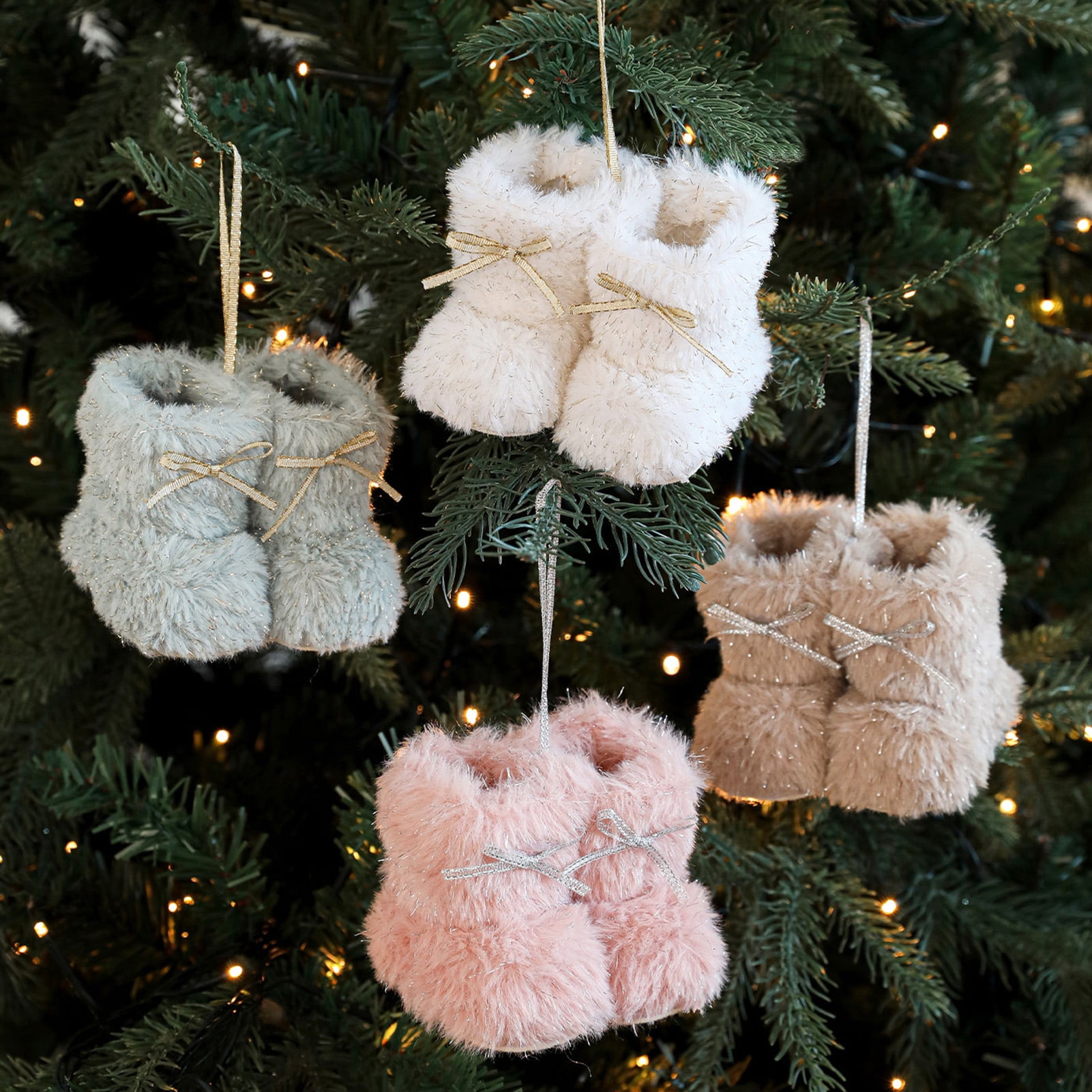 Christmas Boot Ornament Fuzzy Shoes Christmas Tree Hanging Ornaments ...